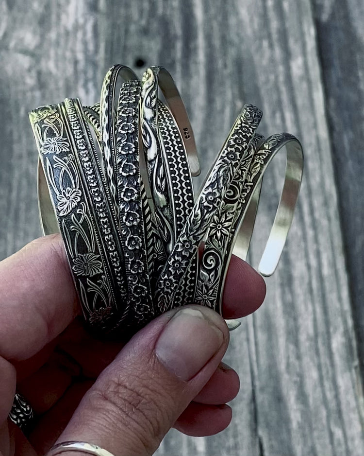 Sterling Silver Pattern Cuff Bracelets – LE Jewelry Designs