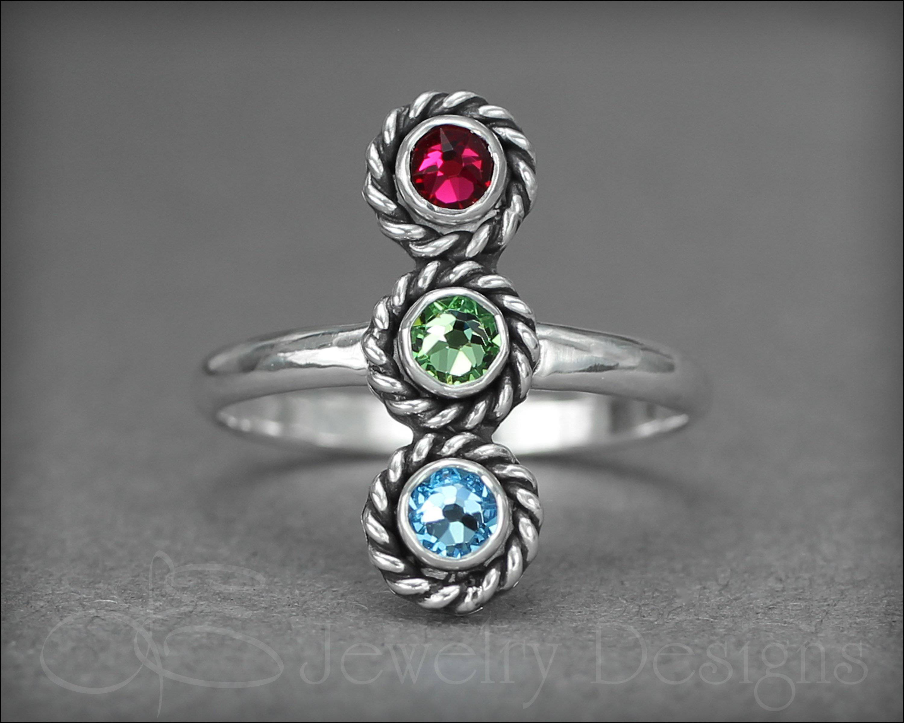 3-Stone Vertical Ring – LE Jewelry Designs