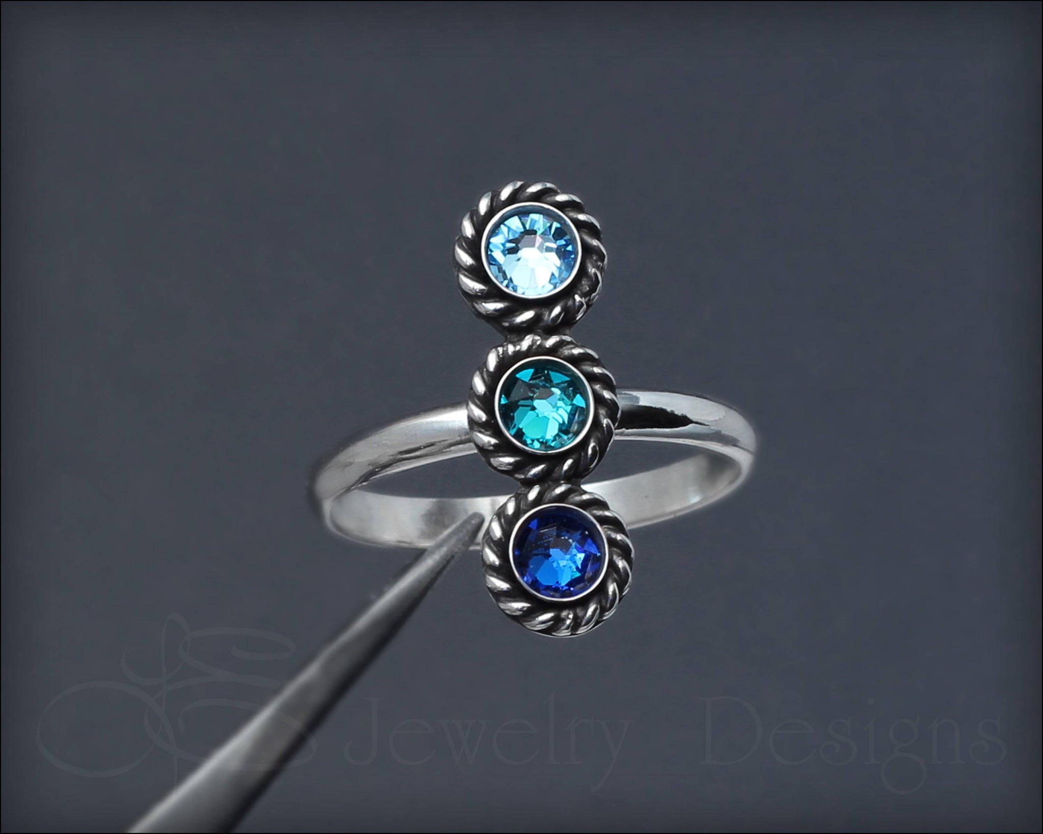 3-Stone Vertical Ring (w/birthstones or opals) – LE Jewelry Designs