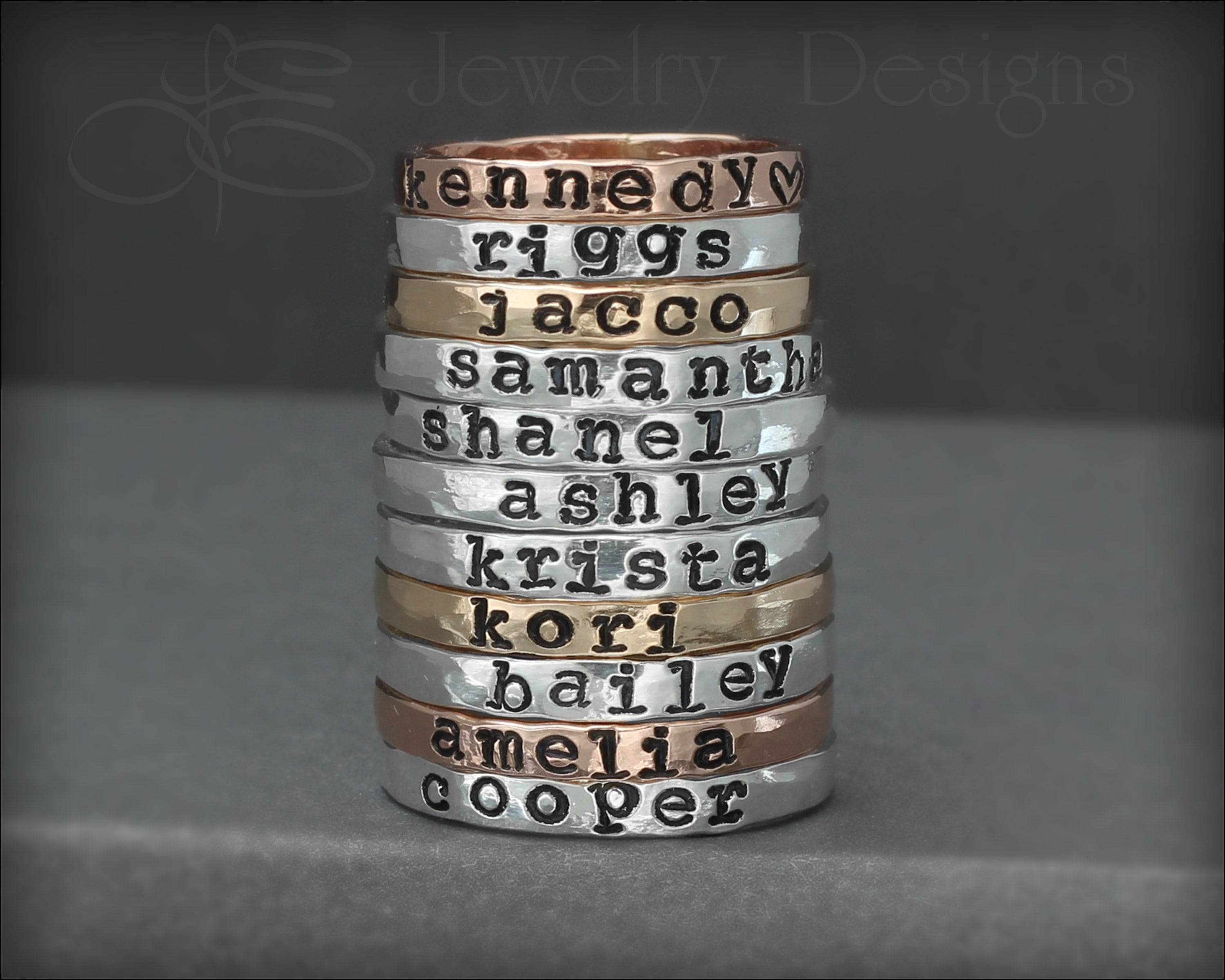 Hand Stamped Name Stacking Ring – LE Jewelry Designs